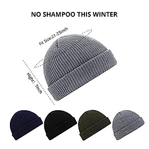 SATINIOR Trawler Beanie Watch Hat Roll-up Edge Skullcap Fisherman Beanie for Women Men (Dark Gray)