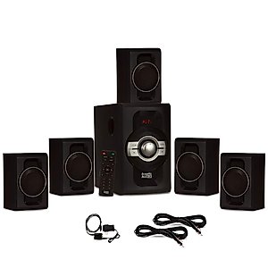 Acoustic Audio AA5240 Home Theater 5.1 Bluetooth Speaker System with Optical Input and 2 Extension Cables