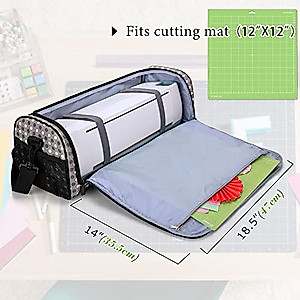 YARWO Craft Tote Bag Compatible for Cricut Die-cut Machine and Cutting Mat(12 x 12), Travel Carrying Case Compatible with Cricut Explore Air (Air 2), Cricut Maker and Accessories, Dots
