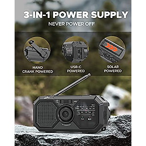 Hand Crank Emergency Radios,Portable NOAA/AM/FM Weather Radio with SOS Alarm,3500mAh Pocket Solar Power Bank Gadget for Home Camping Hiking Outdoor, Must Have Survival Gear Gift for Men Dad