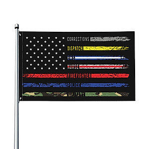 First Responders Hero Flag Nurse E-M-S Police Fire Military Flag 3x5 Feet Vivid Color and UV Fade Resistant Decor Banner Flags for Indoor Outdoor