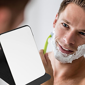 Leather Foldable Compact Vanity Mirror, Personal Frameless Portable Beauty Adjustable Makeup Stand Mirror Muti Use (8 * 6inch)