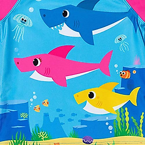 Baby Shark Toddler Girls Swim Rash Guard Tankini Top Bottom Set Blue 4T