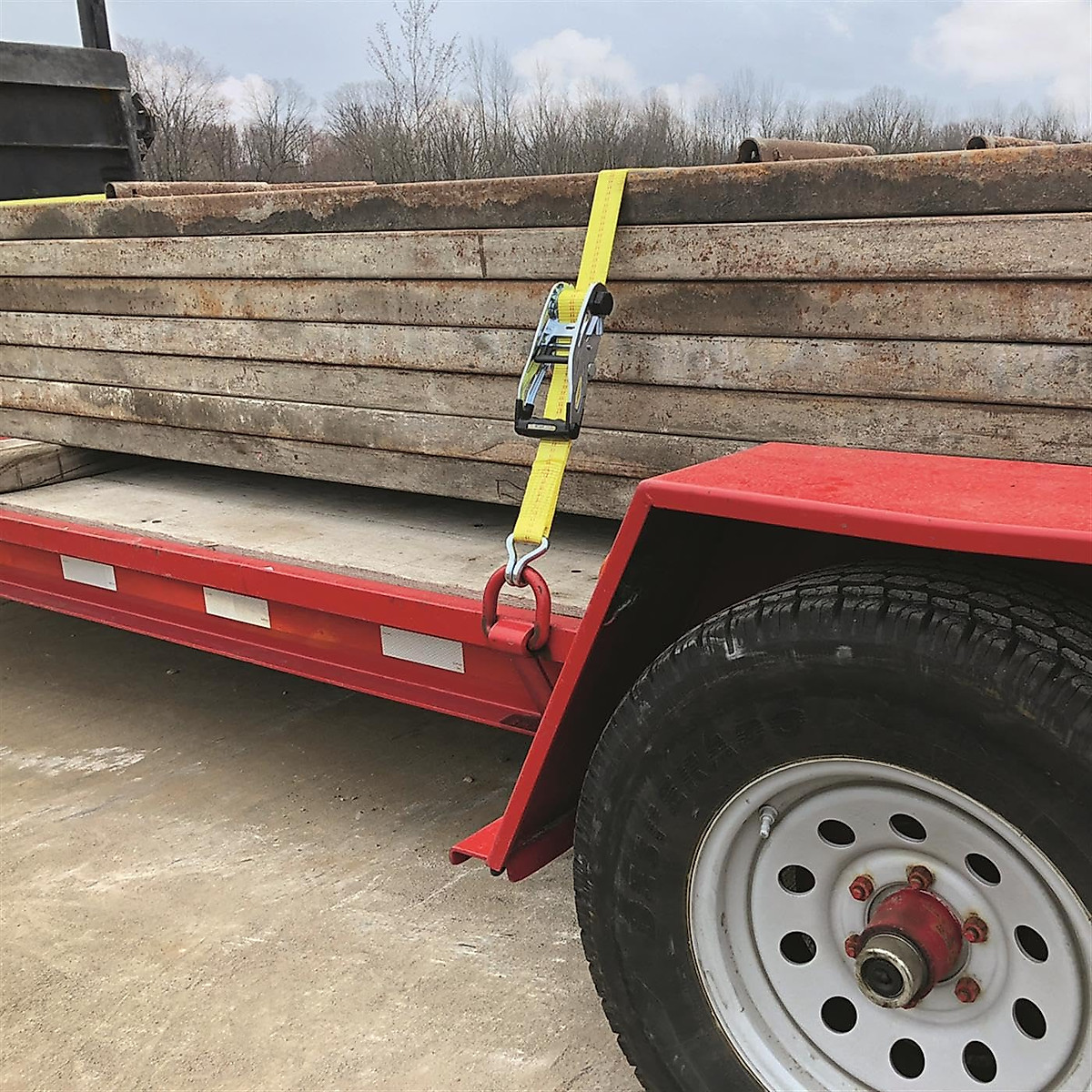 SmartStraps 27-Foot Premium Ratchet Straps, Yellow (1pk) – 10,000 lbs Break Strength, 3,333 lbs Safe Work Load - Commercial Tie-Downs Designed for Heavy-Duty Transport - Safely Haul Large Equipment, Tractors, Vehicles and More