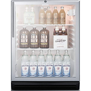 Summit Appliance SCR600BGLBIHVADA 24" Wide Built-In Beverage Center, ADA Compliant; 5.5 Cu.Ft. Capacity; Auto Defrost; Double Pane Tempered Glass Door; Adjustable Glass Shelves