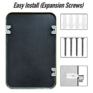 SCWF-GZ 20x30 Square Mirror Full Length Wall Mounted Hanging or Against Wall Metal Frame Dressing Make-up Mirrors for Entryway Bedroom Bathroom Living Room 20 30 inch Black