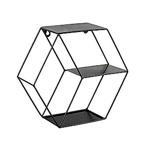 Ochine Wall Mounted Floating Shelves Rustic Round Storage Display Hexagonal Wall Hanging Shelf Home Decor for Living Room, Bedroom, Bathroom, Office, Kitchen