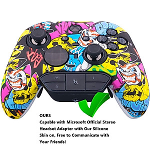 9CDeer 1 x Protective Customize Transfer Print Silicone Cover Skin Cartoon Skulls + 6 Thumb Grips Analog Caps for Xbox Elite Series 2 Controller