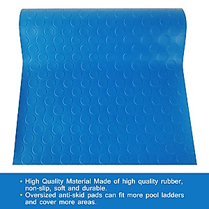 YESEEM Large Swimming Pool Ladder Mat, 15"x39" Protective Non-Slip Pool Step Pad for Above Ground Swimming Pools Liner and Stairs (Blue, Round Texture)