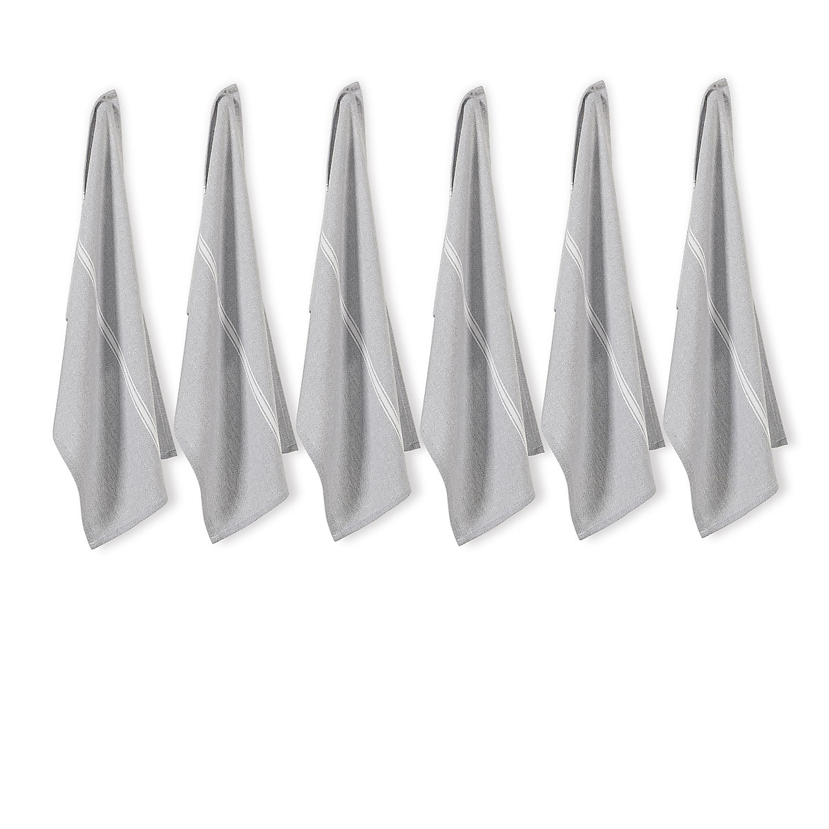 LANE LINEN Kitchen Towels Set - 100% Pure Cotton Dish Towels for Kitchen, Super Absorbent Kitchen Hand Towel, Grey Tea Towels, Soft & Durable Dish Cloths, Pack of 6 – 15”x25”, Grey Chambray