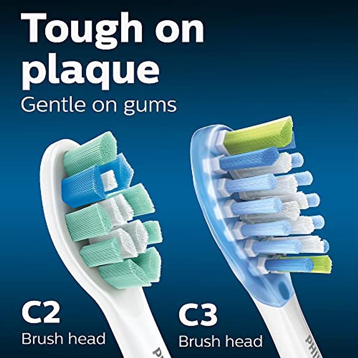 Philips Sonicare Genuine Toothbrush Head Variety Pack, C3 Premium Plaque Control and C2 Optimal Plaque Control, 3 Brush Heads, White, HX9023/69