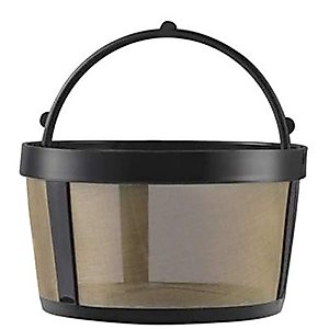 GoldTone Basket Replacement Mesh Bottom Reusable Coffee Filter, 1 Pack, Black/Gold