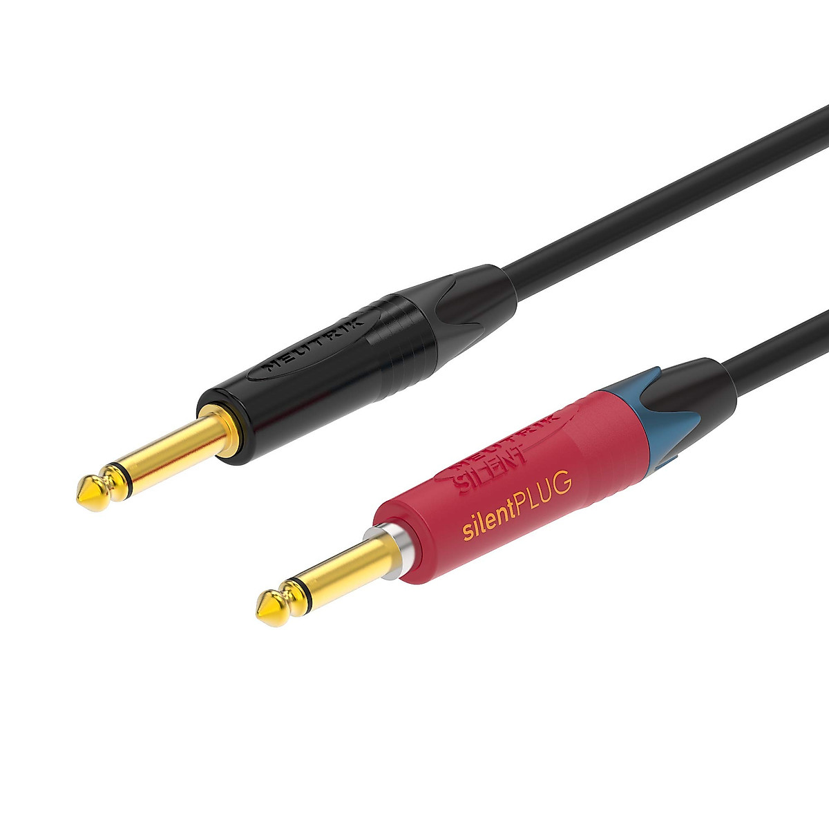 Mogami 2524 Guitar Bass Instrument Cable | 1/4 Inch TS to 1/4 silentPLUG TS | Neutrik Gold | 35 Feet | Black | Assembled in The USA