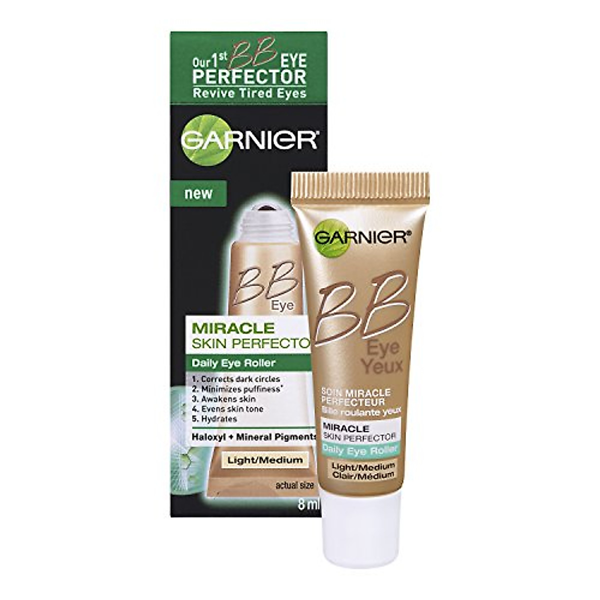Garnier Skin BB Eye Miracle Skin Perfector Eye Roller, Light/Medium, 0.27 Fluid Ounce