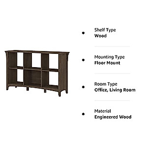 Bush Furniture Salinas Cube Shelf and Bookcase | Display Cabinet with 6 Shelves in Ash Brown | Modern Storage Cabinet with Open Bookshelf for Library, Office, Living Room, Bedroom and More