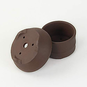 Happy Bonsai 2 pc 3.1" + 3.7" Unglazed Round Ceramic Succulent Planter Pot Set