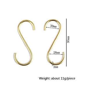 Xinally 10 Pieces Multipurpose Brass S Shaped Hooks Coat Clothes Storage Hangers Kitchen Pot Pan Racks