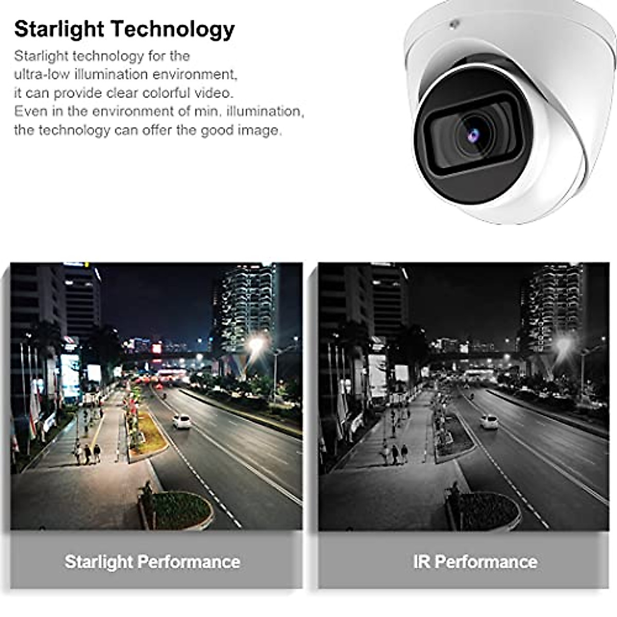 VIKVIZ Starlight 8MP IP Poe Camera with 5X Optical Zoom 2.7-13.5mm,196ft Night Vision,SD Card Slot,WDR,IP67,IVS,4K 8MP Zoom Security Poe Camera