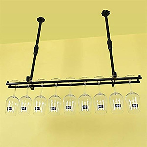 Stylish Simplicity Stemware Racks Ceiling Mounted Hanging Wine Bottle Holder Metal Iron Goblet Shelves Wine Glass Rack Wall Decoration Unit, PIBM, Single Row, L80*W12cm