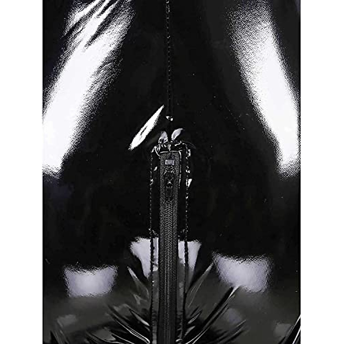 ZSQBQ Women Sexy Wetlook Latex Catsuit Skinny Costumes Black