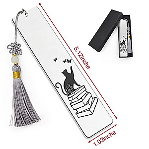 Ptzizi Funny Metal Engraved Cat Bookmark with Tassel Inspirational Bookmark Clip for Friends Teachers Students Book Lovers Cat Lovers Retirement Teacher's Day Graduation Christmas Birthday Gifts