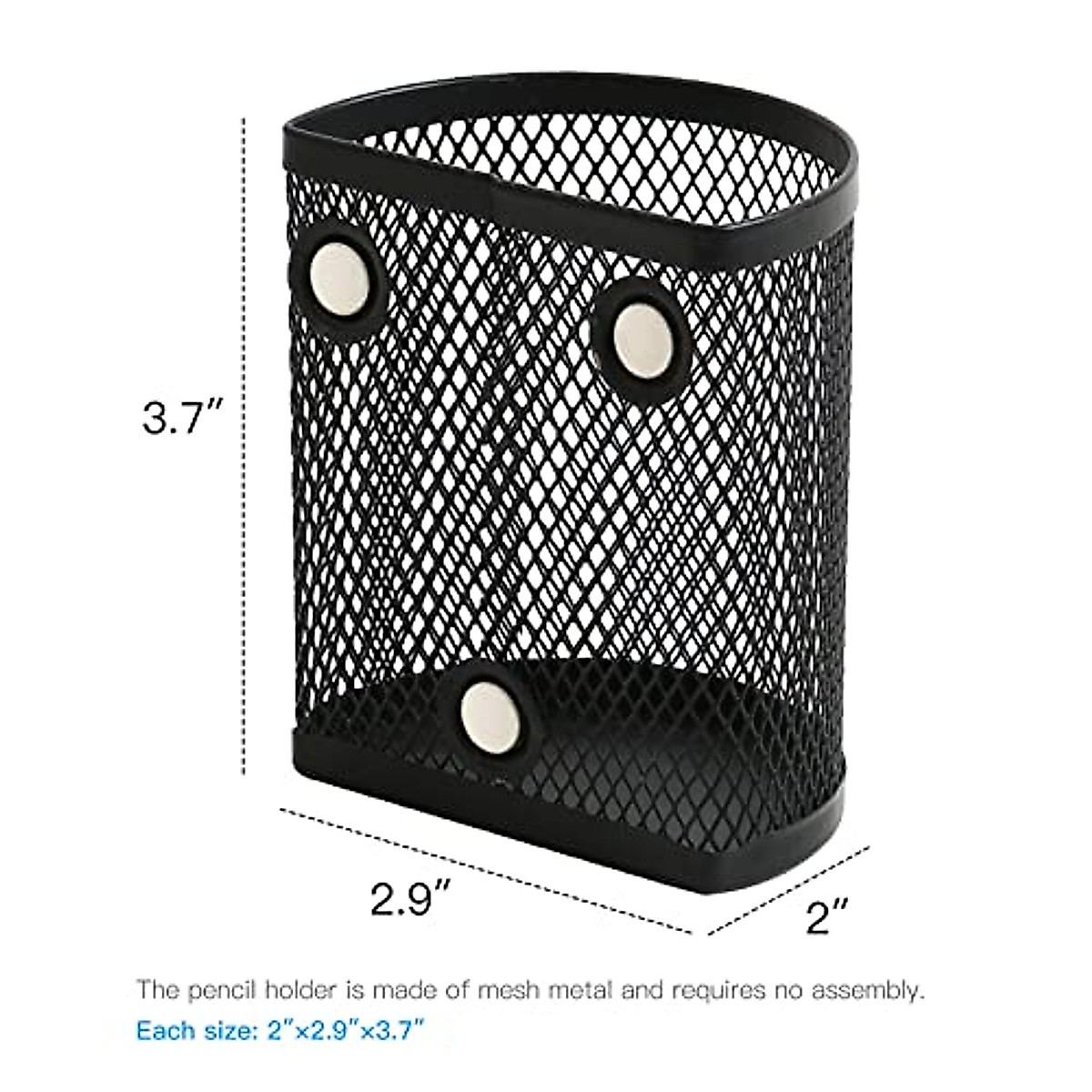 Aimeaihe Magnetic Pencil Holder, 2 Pack Mesh Magnetic Pen Holder for Refrigerator, Metal Writing Utensil Storage Organizer for Whiteboard, Black Locker Organizer for School, Office, Home