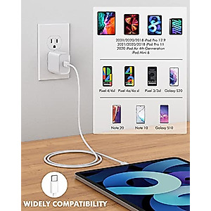 iPad Pro Charger Cable Cord [Apple MFi Certified],20W Android Charger, Type C Fast Charging Charger for iPad Pro 12.9 5/4/3 (2021/2020/2018), iPad Pro 11, iPad Air 5/4, iPad Mini 6, Pixel, Samsung, LG