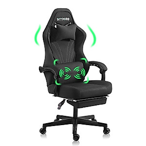SITMOD Gaming Chairs for Adults Executive Office Chair Back Support Comfy Fabric Ergonomic Chair with Footrest Lumbar Support Computer Chair PC Racing Chair Reclining Swivel Massage Gaming Chairs