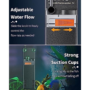 Pawfly Internal Aquarium Filter, Submersible Power Filter with 55 GPH Water Pump for 3 to 10 Gallon Fish Tanks Filtration Circulation and Oxygenation