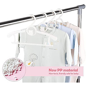 HGYZE Baby Hangers for Closet 20pcs, White Kids Clothes Hanger Plastic, 11-14" Adjustable Bulk Perchas for Newborn, Non-Slip Children Outfit Bear Hanger for Girl Boy Toddler Infant Nursery Clothing