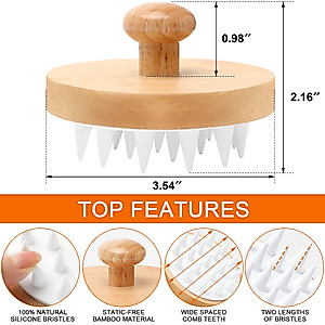 Scalp Massager Hair Brush,Scalp Scrubber Shampoo Brush with Soft Silicone Bristles,Bamboo Scalp Massager Hair Growth for Dandruff Removal,Wet Dry Hair Massager Scalp Brush for Men Women Kids Pet,Round