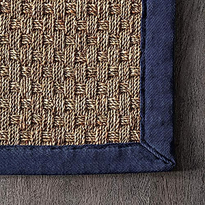 nuLOOM Hesse Checker Weave Seagrass Area Rug, 8' x 10', Navy