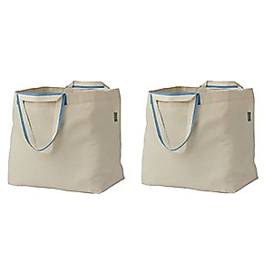I-K-E-A Foldable SPIKRAK Shopping Bags, Reusable Grocery Tote Bag Lightweight Strong & Durable Cotton Natural 13 Gallon, Large 2 Pack, Medium