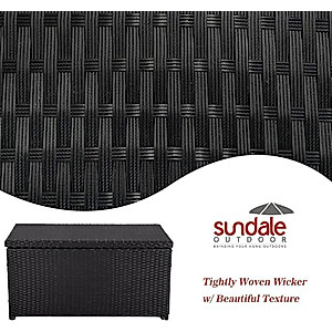 Sundale Outdoor Storage Box, 60 Gallon Patio Deck Boxes with Hinged Lid, Outdoor Wicker Cushion Storage Container Bin Chest for Cover, Pillow, Towel - Steel Frame, Classic Black
