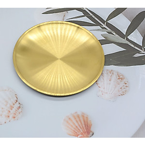6 Pcs 5.5 Inch Circular Trinket Tray, Gold Stainless Steel, for Serving Trays Towel Storage Dish Plate Tea Fruit Trays Jewelry Plate Decorative Storage Tray (5.5 Inch, Gold)