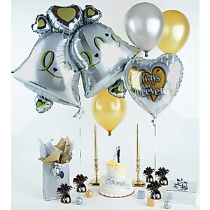 BLUE RIBBON, Helium Tank with 50 Balloons and White Ribbon + 12 Black Balloon Weights + Plus Balloon Tying Tool