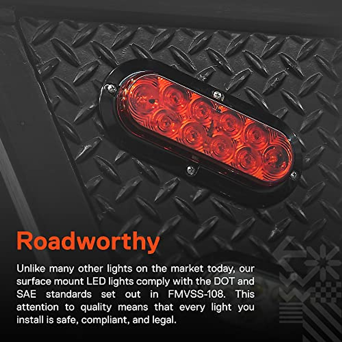 TRUE MODS 2pc 6 inch Red Oval LED Trailer Tail Light Kit [DOT FMVSS 108] [SAE S2T2I6] [Surface-Mount] [IP67 Waterproof] [Stop Turn Tail] Trailer Brake Lights for Boat Trailer RV Trucks