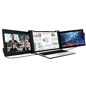 Vodzsla Triple Laptop Monitor, 13.3'' FHD 1080P IPS Portable for 15'-17'' Laptops, HDMI/USB/Type-C, Office Use