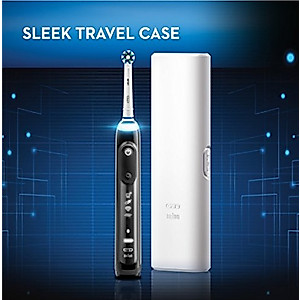 Oral-B 7500 Electric Toothbrush, Black with 3 Brush Heads and Travel Case - Visible Pressure Sensor to Protect Gums - 5 Cleaning Modes - 2 Minute Timer