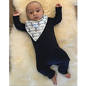 Jolly Jon Nautical Baby Bandana Drool Bibs - 4 Pack Baby Bib Gift Set - Nautical Drooling and Teething Babies – Thick Soft Absorbent Sea Bibs - Cotton Bibs for Boys and Girls