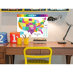 The Peel People, Dry Erase USA Map - Whiteboard for Home, School Classrooms, or Office Use, Great for Teachers and Kids, Large Size, White