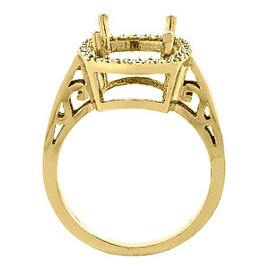 14K Yellow Gold Diamond Natural London Blue Topaz Ring Cushion-cut 12x10mm, size 6.5