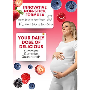 Prenatal Vitamins with Iron & Folic Acid - Proprietary Formula Pregnancy Multivitamin Gummies for Women, 60 Count