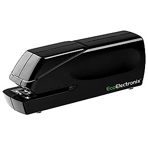 EcoElectronix Electric Stapler - Portable Automatic Stapler 30 Sheet Capacity - Quiet, Jam-Free, and Easy Reload with Lifetime Warranty - AC or Battery Powered for Professional Home Office Use - Black