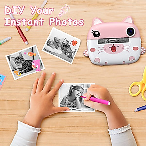 GREENKINDER Kids Camera Instant Print,2.5K Digital Video Instant Print Camera for Kids, Selfie Toddler Cameras Print Paper & 32G Card, Christams Birthday Gifts for Girls Boys Age 3-12