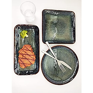 Jinsongdafa Ceramic Dinner Plates Set of 4, Main Dish for Steak, Bread, Risotto, Pasta, Salad, Microwave, Oven and Dishwasher Safe, Scratch Resistant