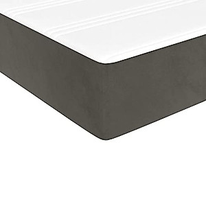 vidaXL Box Spring Bed with Mattress Home Bedroom Mattress Pad Single Bed Frame Base Foam Topper Furniture Dark Gray 39.4"x74.8" Twin Velvet