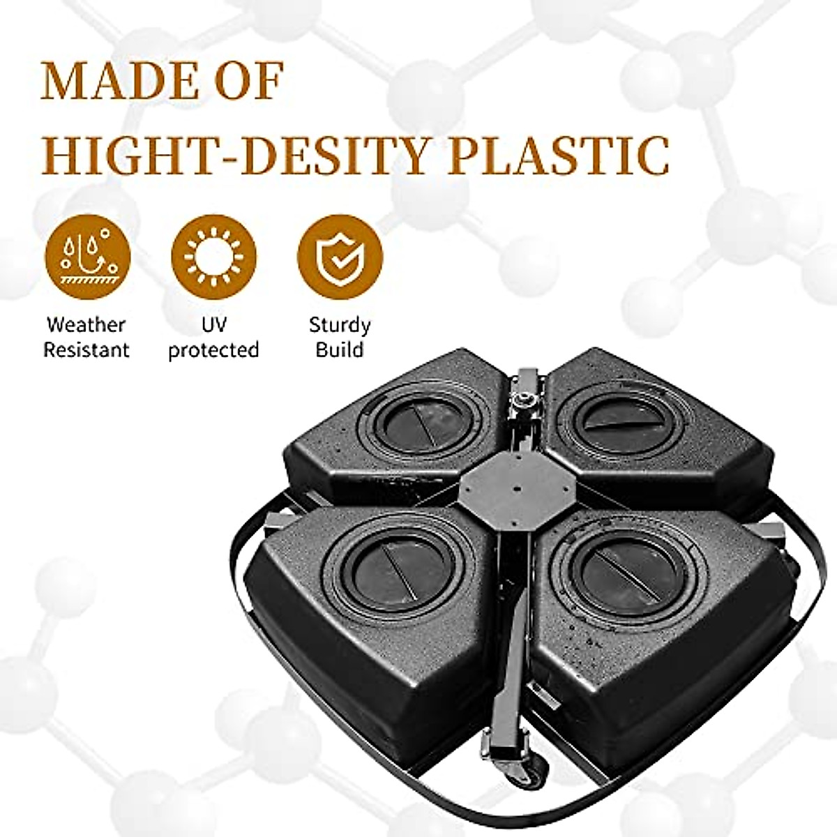 PURPLE LEAF Offset Patio Umbrella Base with Wheels, Sand/Water Filled Square, 35.4" X 35.4" X 7.9"