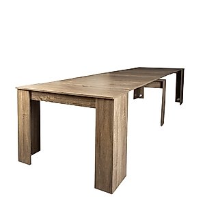 UFINEGO Dining Table Folding Dining Table for 6-12 Person,30.71 inches Coffee Table Extendable 118.50inch Console Table Space Saving Dinette for Dining Room, Brown