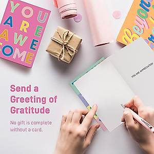 S&O Fun Thank You Cards with Envelopes - Assorted Thank You Cards to Express Gratitude - Thank You Notes with Envelopes Set of 24 - Gratitude Note Cards with Envelopes in Pop Colors to Mix & Match